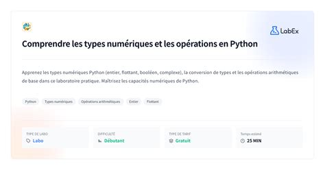 Types De Nombres Et Opérations En Python Tutoriel Pratique Labex