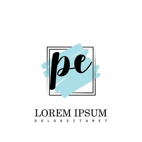 Pe Initial Letter Handwriting Logo With Square Brush Template Vector 26725270 Vector Art At Vecteezy