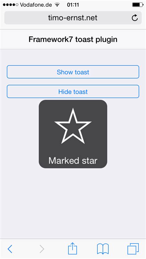 Toast Plugin For Framework7 Timo Ernst
