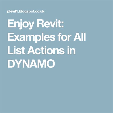 Enjoy Revit Examples For All List Actions In DYNAMO Revit Family Building Information Modeling