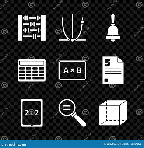 Set Abacus Graph Schedule Chart Diagram Ringing Bell Tablet With