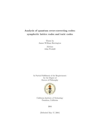 Analysis Of Quantum Error Correcting Codes Symplectic Lattice Codes