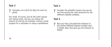 Task Calculate And D In Mpc For Each Ce Chegg