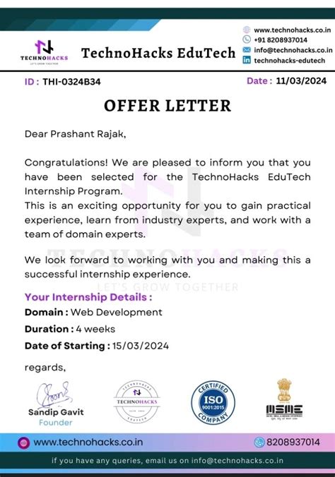 Prashant Rajak Rajak On Linkedin Technohacksedutech Internship