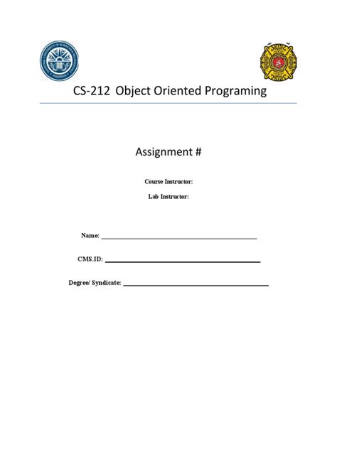 Cs 212 Object Oriented Programing Assignment Pdf
