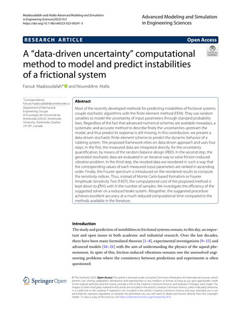 PDF A Data Driven Uncertainty Computational Method To Model And Predict Instabilities Of A