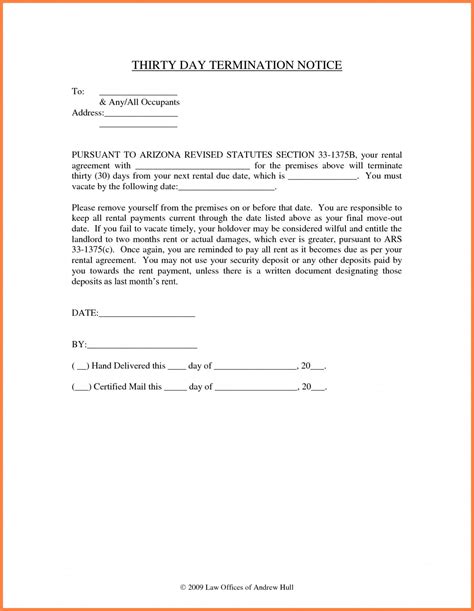 Notice To Vacate Premises Template