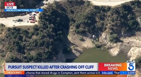 경찰 추격 받던 차량 절벽 아래로 추락 미주중앙일보