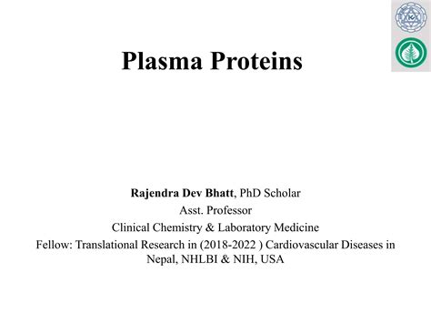 Plasma Proteins And Their Functions For Nursing Pptx