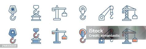 크레인 후크 아이콘 세트 무거운 리프팅 기계 크레인 엔지니어링 산업 벡터 일러스트 레이 션 건설 기계류에 대한 스톡 벡터 아트 및 기타 이미지 건설 기계류 건설 산업