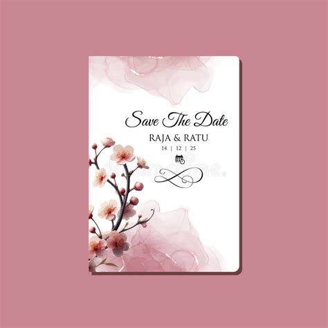 Cherry Blossom Patterned Wedding Invitations And Save The Date With A