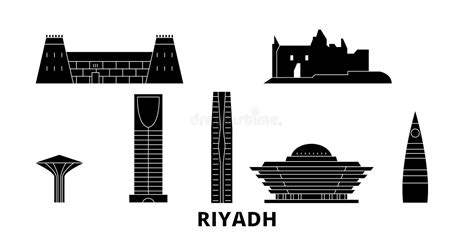 Saudi Arabia Riyadh Flat Travel Skyline Set Saudi Arabia Riyadh