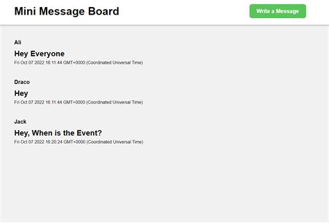 Github Alifahedmini Message Board A Simple Mini Message Board Built Using Express And Pug