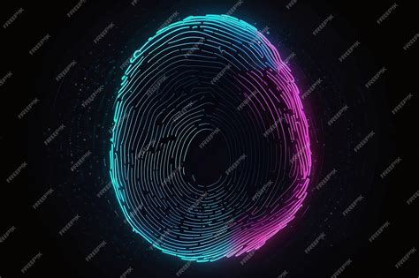 Premium Photo Biometrics Identification And Cyber Security Concept Glowing Neon Fingerprint On