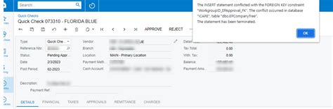 The Insert Statement Conflicted With The Foreighn Key Error In Quick