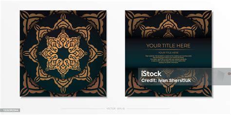 아랍어 장식과 어두운 녹색 색상의 선물 엽서 디자인 빈티지 패턴의 세련된 초대장 0명에 대한 스톡 벡터 아트 및 기타 이미지 0명 개체 그룹 금색 Istock