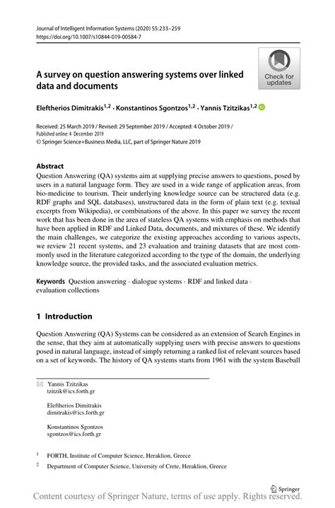 A Survey On Question Answering Systems Over Linked Data And Documents