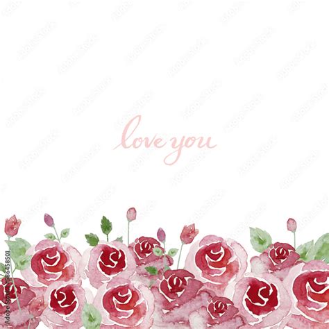 수채화 일러스트의 장미꽃 프레임 Stock Vector Adobe Stock