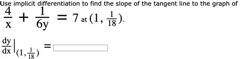 Solved Use Implicit Differentiation To Find The Slope Of The