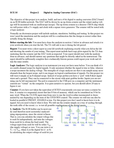 Digital To Analog Converter Project 2 Ece 35 Docsity