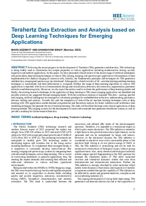 Pdf Terahertz Data Extraction And Analysis Based On Deep Learning Techniques For Emerging