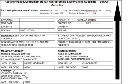 Dailymed Acetaminophen Dextromethorphan Doxylamine Capsule Liquid Filled