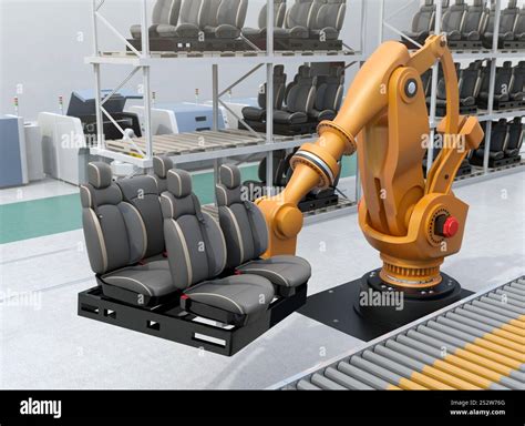 Image Of A Large Industrial Robot Carrying Car Seats To The Assembly
