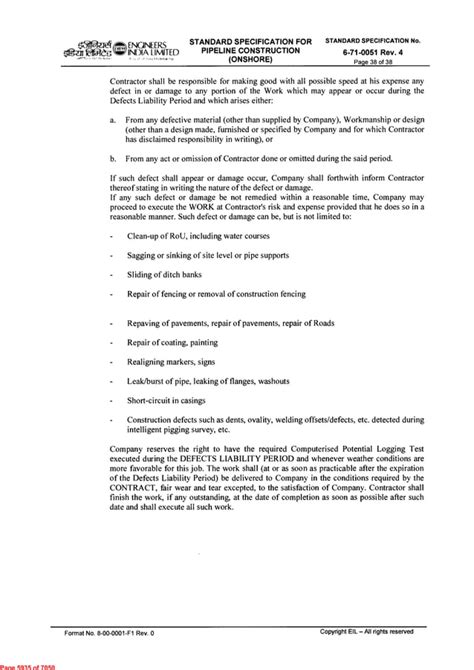 6 71 0051 Rev 4 Standard Specification For Pipeline Construction