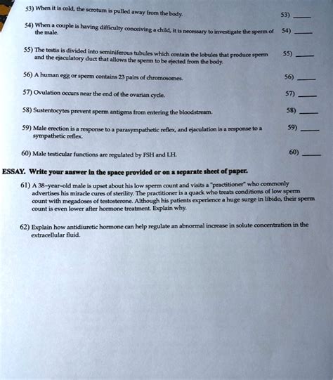 Solved 53 When It Is Cold The Scrotum Is Pulled Away From The Body