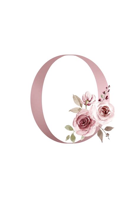 Letter O Floral Print Pink Watercolor Alphabet Digital Download Etsy