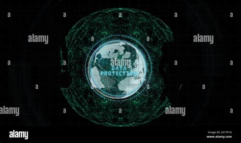 Image Of Data Protection Text And Fingerprint Scanner Over Globe And