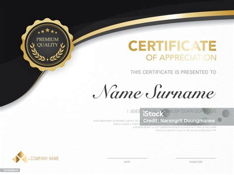 고급스럽고 현대적인 스타일의 벡터 이미지가있는 졸업장 템플릿 빨간색과 금색으로 감사에 적합합니다 벡터 그림입니다 0명에 대한 스톡 벡터 아트 및 기타 이미지 Istock