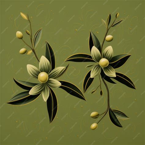 Premium Photo Organic And Naturalistic Stylized Olive Tree Flowers On Green Background