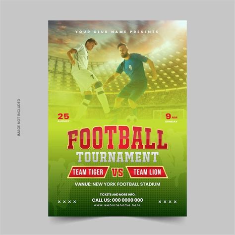 축구 챔피언십 토너먼트 전단지 템플릿 디자인 및 축구 스포츠 포스터 레이아웃 프리미엄 벡터