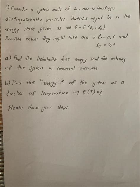 Solved 1 Consider A System Made Of N Non Interacting
