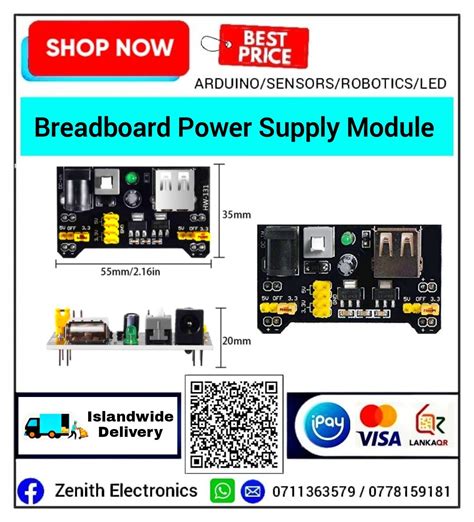 zenith 🔥 mb102 breadboard power supply module best for arduino and diy electronics lkr 220 00