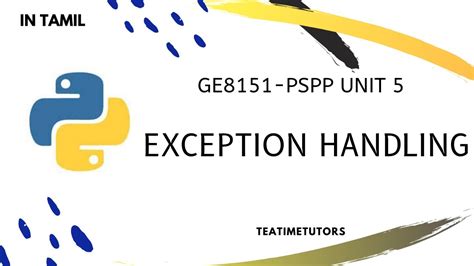 Errors And Exceptions Exception Handling In Python Tamil Youtube