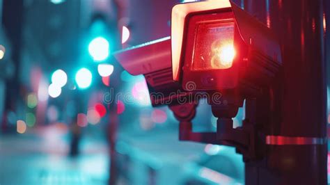 A Traffic Monitoring Camera Mounted On A Pole Overlooking Stock Illustration Illustration Of
