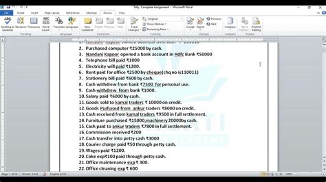 Tally Prime Assignment 1 Youtube