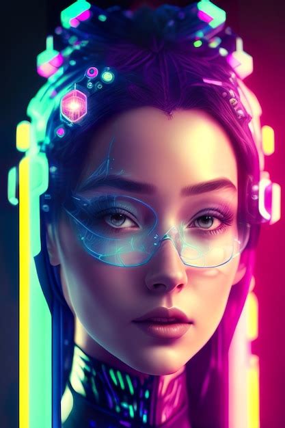 Premium Ai Image Woman In Futuristic Cyberpunk City With Neon Lights