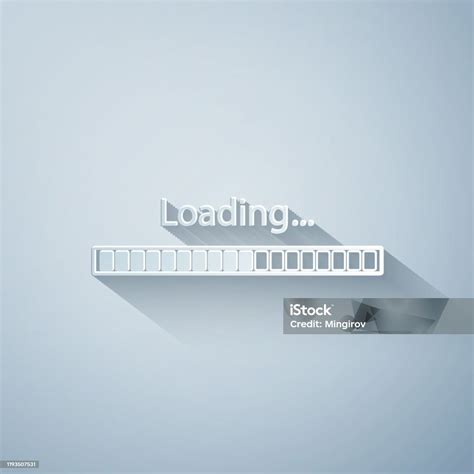 회색 배경에서 용지 잘라내기 로드 아이콘이 분리되었습니다 진행률 표시줄 아이콘입니다 종이 아트 스타일입니다 벡터 일러스트레이션 0명에 대한 스톡 벡터 아트 및 기타 이미지