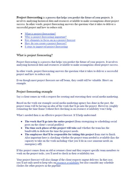 Ch 2 Project Forecasting Pdf Forecasting Project Management