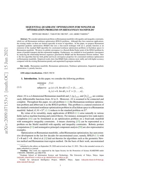 Pdf Sequential Quadratic Optimization For Nonlinear Optimization