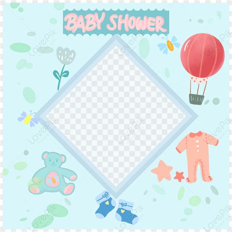 아기 일러스트 아름다운 베이비 샤워 사진 프레임생신도착 Png 일러스트 무료 다운로드 Lovepik