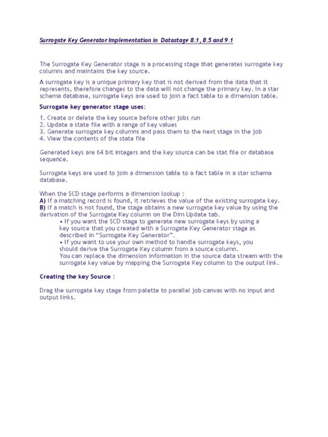 Surrogate Key Generator Implementation In Datastage Pdf Data Model