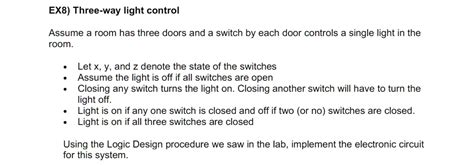 SOLVED EX8 Three Way Light Control Assume A Room Has Three Doors And