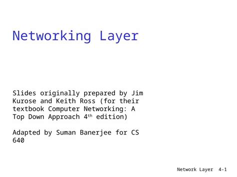 Ppt Network Layer4 1 Networking Layer Slides Originally Prepared By Jim Kurose And Keith Ross