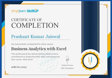 Completed Business Analytics With Excel Prashant Kumar Jaiswal Posted On The Topic Linkedin