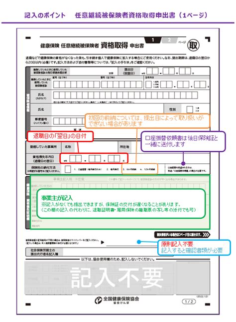 申請書記入のポイント 都道府県支部 全国健康保険協会