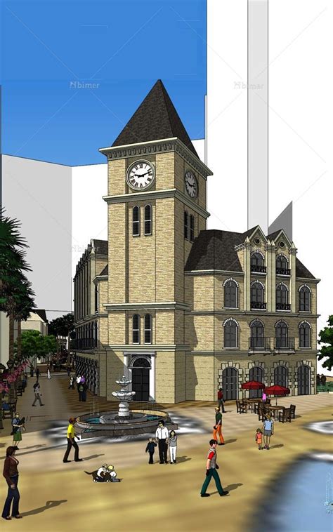 某欧式商业街建筑及景观设计su模型 原创 Sketchup模型库 毕马汇 Nbimer